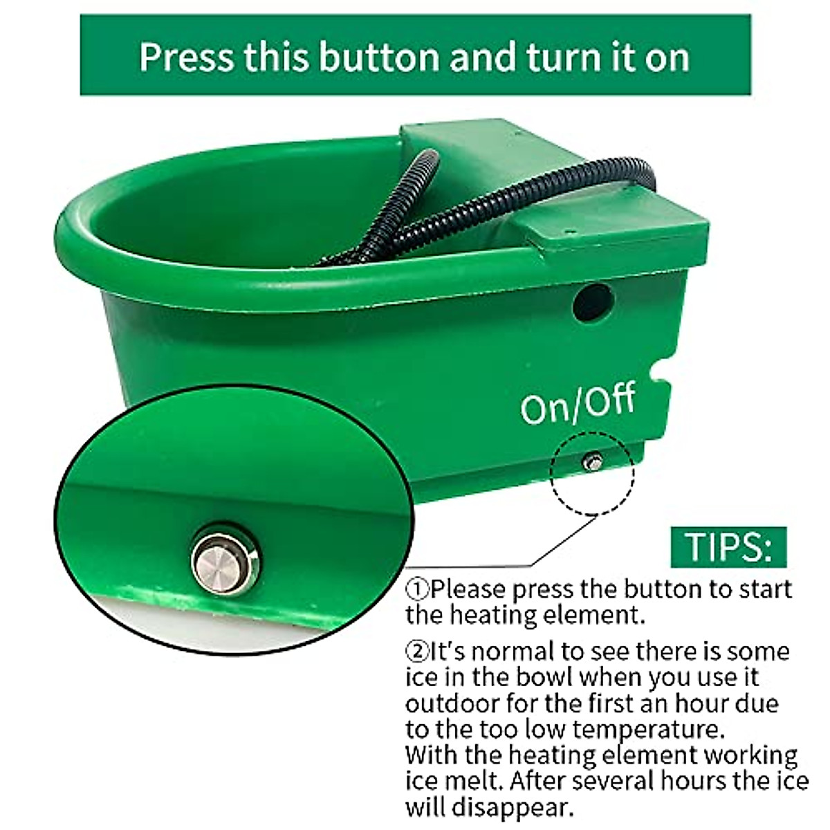 Automatic Heated Dog Bowl 1.3 Gallon Outdoor Thermal Water Trough for Pet Livestock Cattle Sheep and Horse Drinker