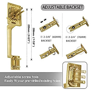 BonKuDoo Satin Brass Front Door Handle and Single Cylinder Deadbolt, Front Door Lock Set, Gold Entry Door Handle Set with Glass Door Knobs