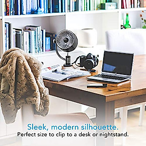 Vornado Pivot3C Compact Air Circulator Clip On Fan with Multi-Surface Mount, Black