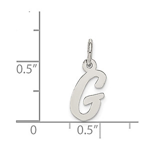 Solid 925 Sterling Silver Small Script Initial Letter G Alphabet Charm Pendant 16mm