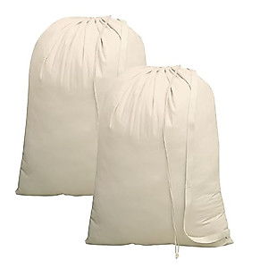 Laundry Bag | Travel Laundry Bag for Dirty Clothes |Canvas Cotton Long Strap to Carry |Hamper Liner Bag | Drawstring Closure Washable Home Storage College Dorm| 2 Pack 28x36 Inch Natural