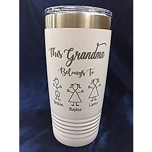 Custom Personalized This Grandma Belongs to Tumbler with Clear lid Travel Mug Coffee Mug Thumbler for Grandma Nana Papa