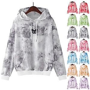 CLD Women Teen Girls Cat Hoodie Sweatshirt Sweater Coats Cute Ear Sleeping Printed Pullover Long Sleeve, A-gray, Small