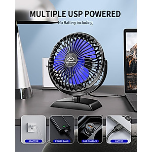 USB Desk Fan, Mini Fan but Powerful, Portable USB Fan with 3 Speeds, Quiet Table Personal Fan, 360°Rotate Coolness, Small Table Fan for Home,Office, Bedroom, Desktop,Travel, USB Powered, Black