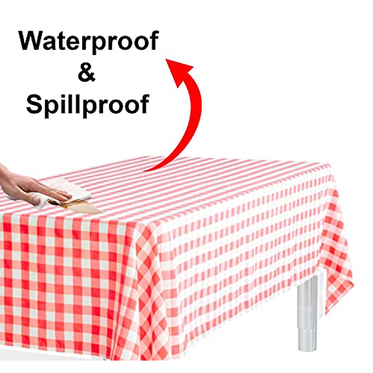 Sonluma 6 Pack 108" X 54" Red Checkered Premium Disposable Plastic Tablecloth for 8ft Long Rectangle Tables, Waterproof Covers for Indoor or Outdoor Events & Parties