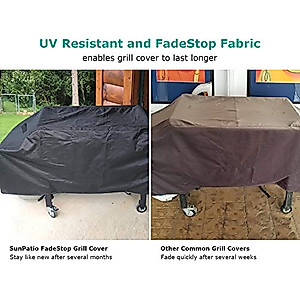SunPatio Griddle Cover 36 Inch, Compatible for Blackstone 36" Griddle Cooking Station, Royal Gourmet, Camp Chef etc, Outdoor Heavy Duty Waterproof 4 Burner Flat Top Gas Grill Cover with Support Pole