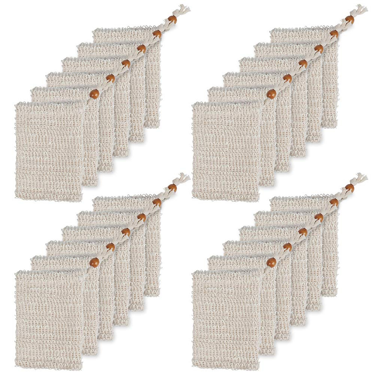 BUYGOO 30 Pack Soap Exfoliating Bag, Natural Soap Saver Hand Made Sisal Mesh Soap Bag Bar Soap Bag with Drawstring for Bath & Shower Use