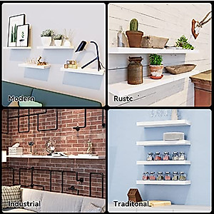 Boswillon White Floating Shelves for Wall, 4 Sets White Wall Shelves for Bedroom with Invisible Brackets, White Shelves for Wall Decor, Modern White Shelf for Bathroom, Kitchen – White
