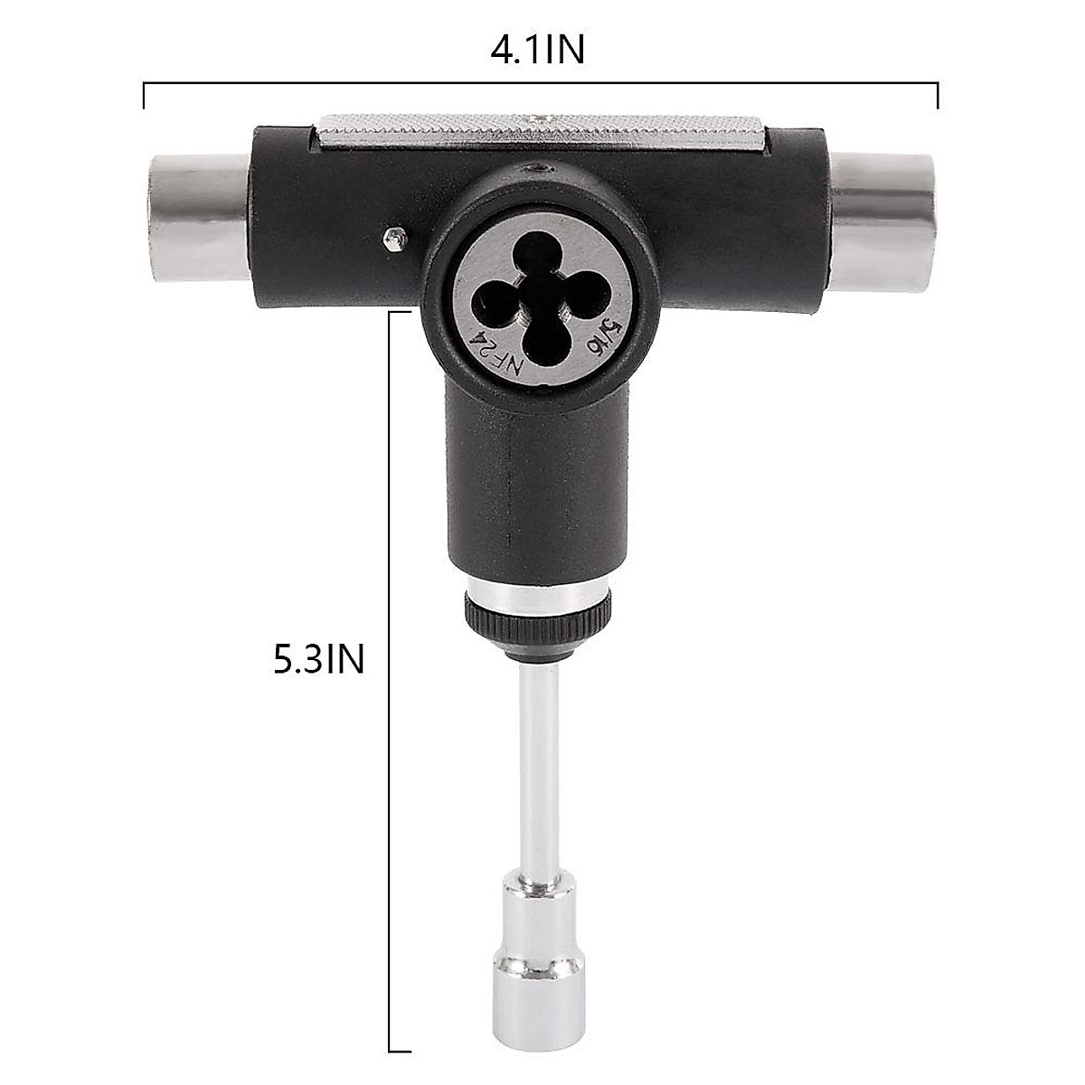 All-in-One Skate Tools, Multi-Function Skateboard Tool with T-Type Allen Key and L-Type Phillips Head Wrench Screwdriver, Ratchet Skate Tool