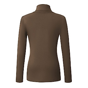 Urban CoCo Women's Turtleneck Slim Fitted Long Sleeve Sweatshirt Active Base Layer Tops Shirts (XL, Coffee)