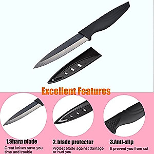 NANO ID Steak Knives Set of 6 Extremely Sharp Kitchen Ceramic Black Blade Knife