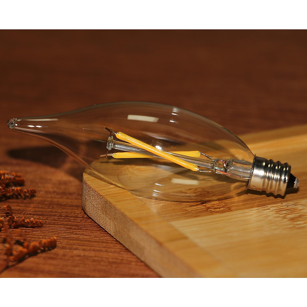 FANNIS 6 Pack B10 Flame Tip Filament LED Bulb, 2W Equals 15W 20W Warm White Light, E12 Candelabra Base Edison Bulb, Clear Glass Light Bulb for Pendant Chandelier Ceiling Fan