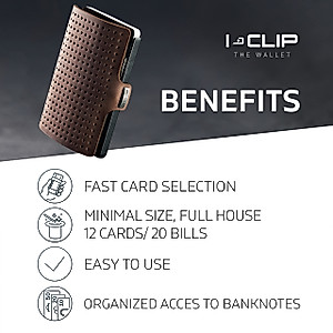 I-CLIP Original Mini Wallet with Moneyclip - Slim Wallet - Leather Wallet - Premium Wallet - Cardholder - AdvantageR Oak
