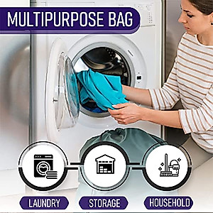 Super Extra Large Heavy Duty 100% Nylon Laundry Storage Bag, H U G E size: L 40" x H 50", Laundry Bag with Locking Closure Drawstring, Machine Washable, XXL Organizer Bag. Made in USA (GREEN)