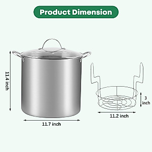 Fulgutonit Stainless Steel 21.5QT Water bath Canning Pot with Rack & Lid, Canning Supplies Starter Kit and 6 Pieces Canning Tools Set, Water bath Canner for Beginner