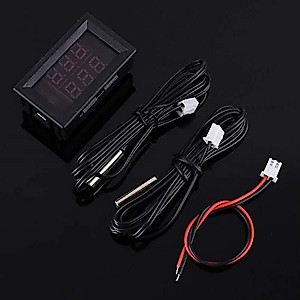 IS Icstation Digital Thermometer, Car Auto Temperature Gauge Sensor, DC 4-28V Fahrenheit Dual Display, Monitor with 2 NTC Waterproof Probes for Aquarium Vehicle Fish Tank