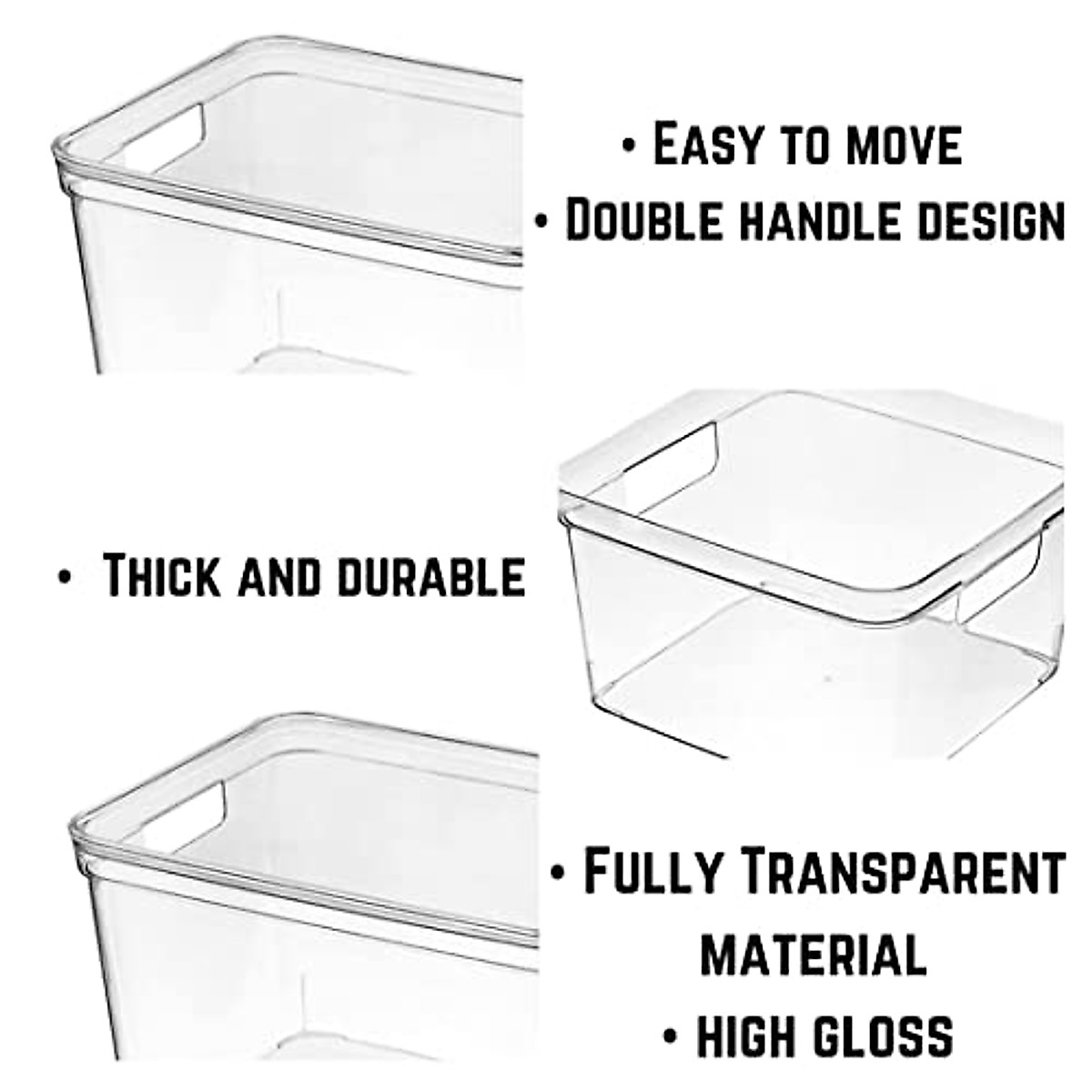 Tidyhome - 2 XLARGE Clear Plastic storage bins with lids- (14inchL×11inchW×9inchH)-Bins Handle for Office, Entryway,Cabinet, Bedroom, Laundry Room, Nursery and Transparent 14.2inchL×11inchW×9inchH