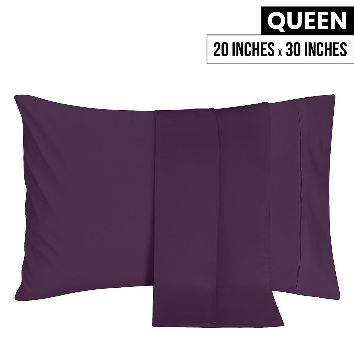 Utopia Bedding Queen Pillow Cases - 2 Pack - Envelope Closure - Soft Brushed Microfiber Fabric - Shrinkage and Fade Resistant Pillow Covers 20 X 30 Inches (Queen, Purple)