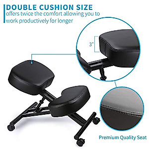 DRAGONN by VIVO Ergonomic Kneeling Chair, Adjustable Stool for Home and Office - Improve Your Posture with an Angled Seat - Thick Comfortable Cushions, Black, DN-CH-K01B