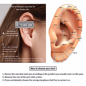 FUNLMO 18G Cartilage Earring Hoop Surgical Steel Gold Septum Ring Nose Ring Daith Earrings 6mm