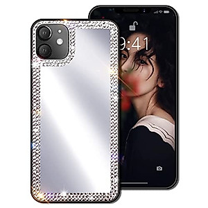 Cavdycidy iPhone 11 Mirror Case Bling with Diamond,Bling Acrylic Mirror Phone Case Crystal That Can Be Used for Outdoor Makeup for Women Girl Who Love Beauty(Bling Diamond Mirror)