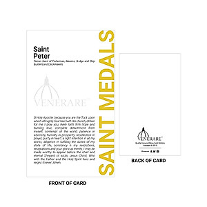 1" Saint and Holy Subject Medal with Prayer Card | Over 25 Different Saints | Durable and Detailed Charm | Pendant Medal Carded with Prayer | Christian Jewelry (St. Peter)