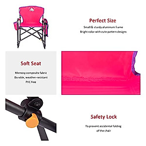 SUNNYFEEL Small Camping Chair, Portable Folding Aluminum Directors Chairs Lightweigh with Cup Hold, Pocket for Beach,Trip,Picnic,Outdoor Sports Events Foldable Camp Lawn Chair with Backpack Straps