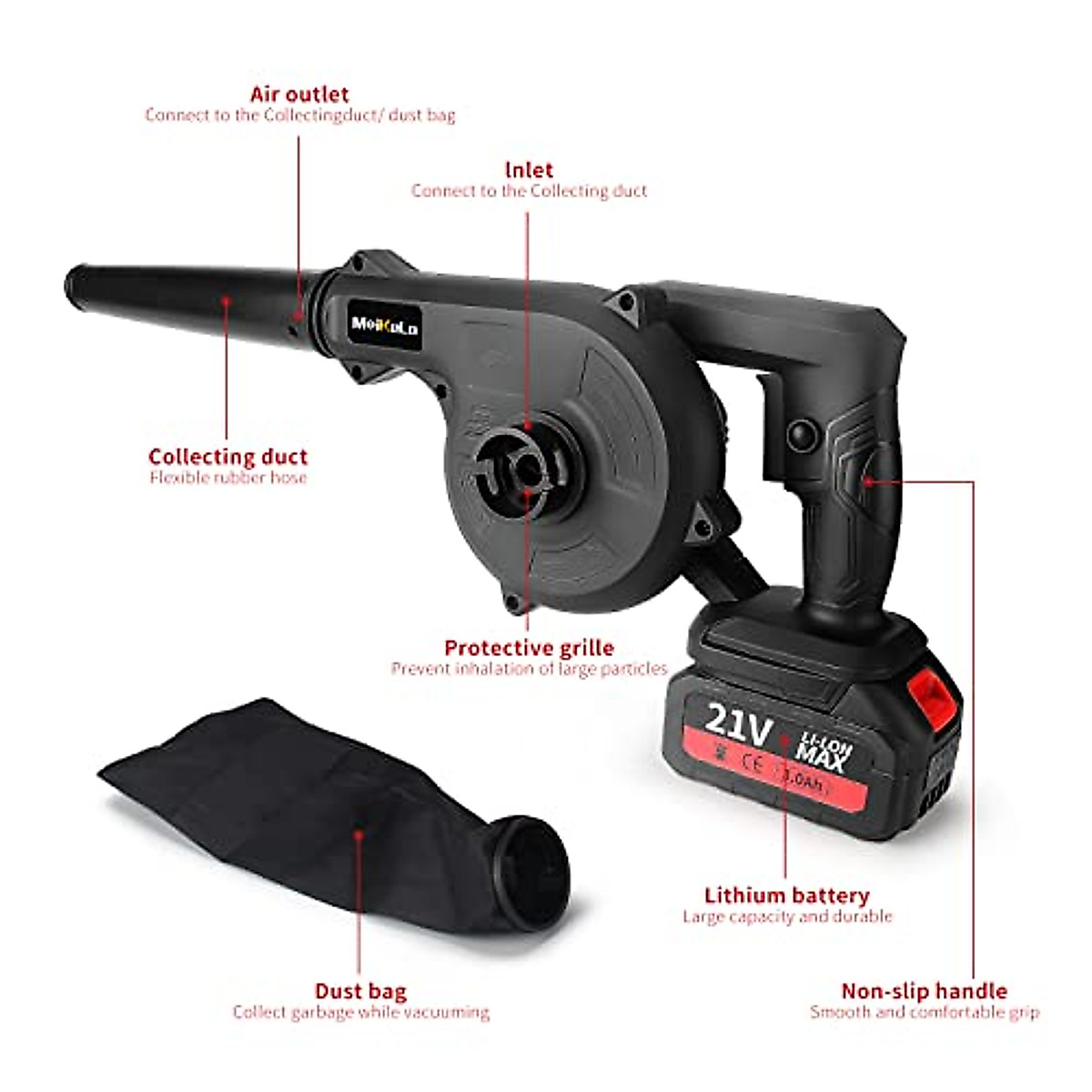 Mini Leaf Blower Cordless， Electric Blowers for Lawn Care 2 in 1 Small Blower Cordless/Garden/Patio/Outdoor/Yard & Snow, Car Vacuum