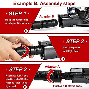 Portek Dog Hair Brush Vacuum Attachment for Most Vacuums, Pet Shedding Grooming Tool, Great for Dog Undercoat Removal, Deshedding Groomer, Extension Hose with Universal Adapters