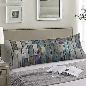 Body Pillow Cover,Depositphotos Rustic Wooden Board Blue Grey Grunge Planks Printed Long Pillow Cases Protector with Zipper Decor Soft Large Covers Cushion for Beding,Couch,Sofa,Home Gift 20"x54"