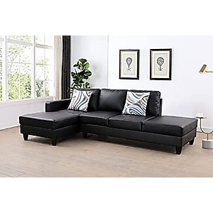 Star Home Living Lenardo Sectional Sofa, Black
