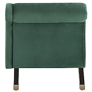 Safavieh Home Caiden Modern Emerald Green Velvet and Espresso Chaise Lounge Chair