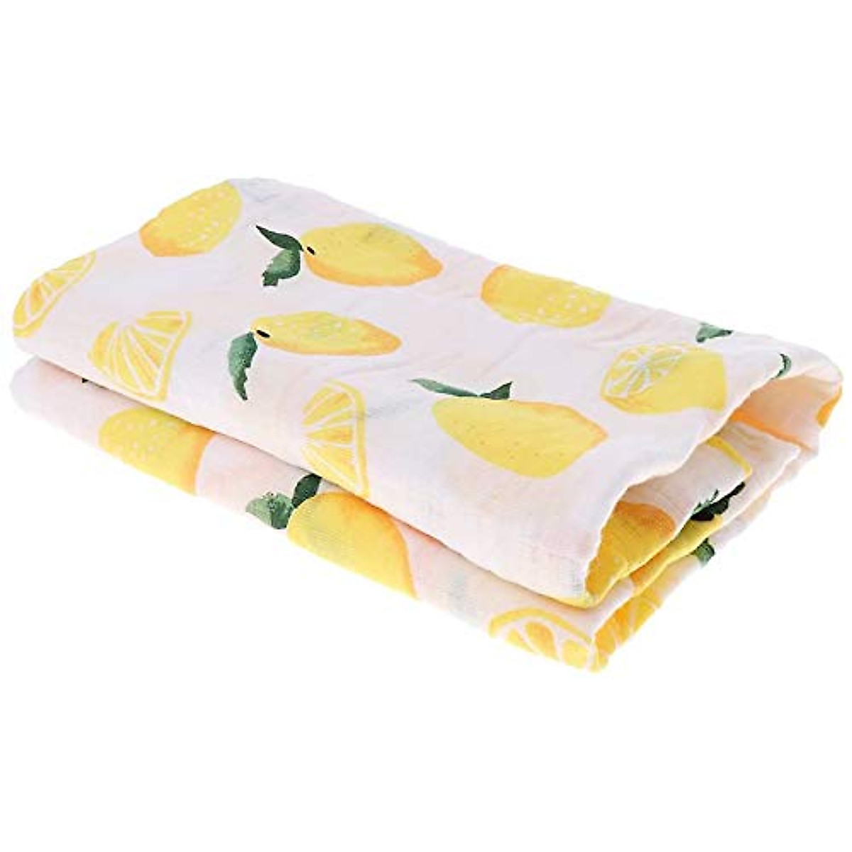 Baby Swaddle Blanket Unisex Boys Girls Cotton Muslin Swaddling Blanket Nursing Cover & Burping Cloth - Lemon