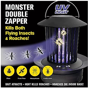 Double Zapper 18W by Bell+Howell Plug-in Electric Bug Killer, Zaps Flies, Mosquitoes, Ants/Bait and Heat Kills Cockroaches As Seen On TV 8.5”