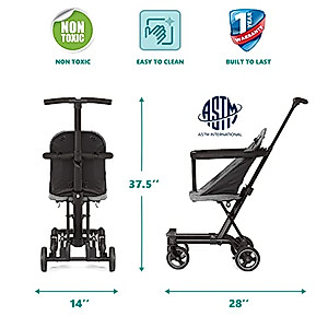 Dream On Me Lightweight And Compact Coast Rider Stroller With One Hand Easy Fold, Adjustable Handles And Soft Ride Wheels, Grey