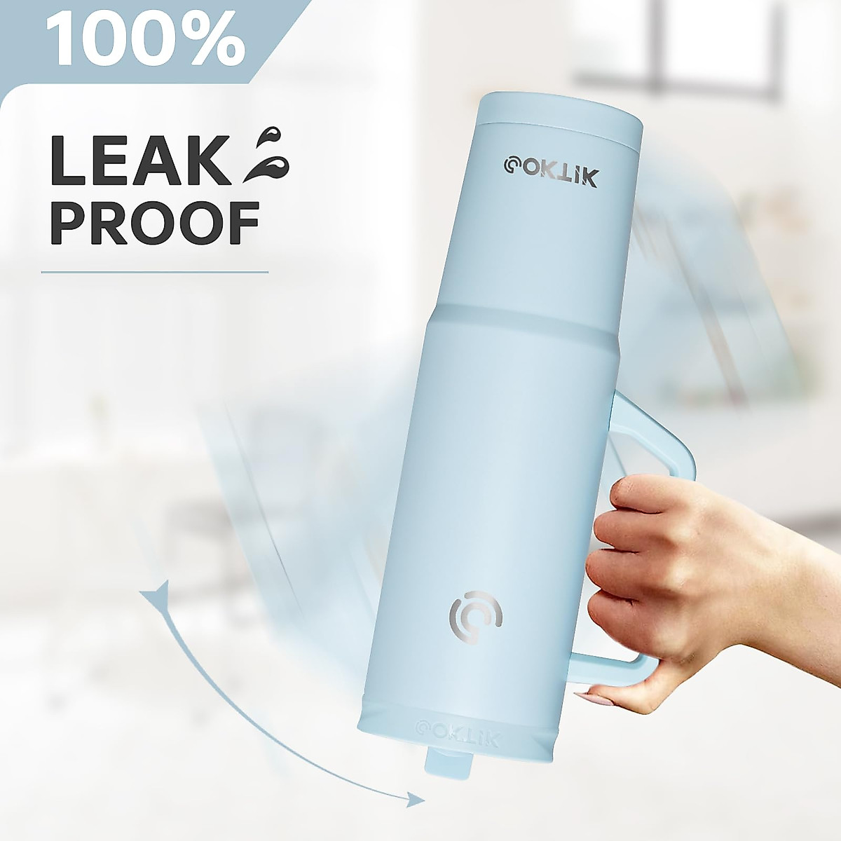 COKTIK 40 oz Tumbler with Handle and Straw, 3 Lids (Straw/Flip), Stainless Steel Vacuum Insulated Cup, 40 Ounce Travel Mug,Cupholder Friendly,Keeps Water Cold,Easy to Clean(Fog)