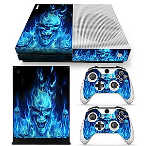Gam3Gear Vinyl Decal Protective Skin Cover Sticker for Xbox One S Console & Controller (NOT Xbox One Elite / Xbox One / Xbox One X) - Blue Skull