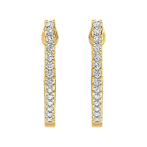 0.15 Carat Diamond Heart Shaped Hoop Earrings in 18K Yellow Gold over Sterling Silver