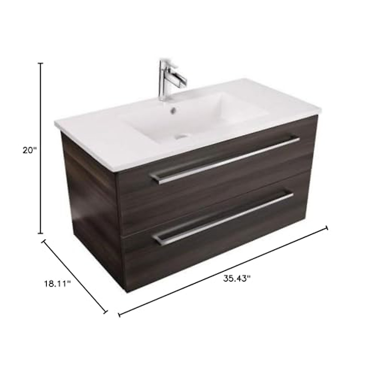 Cutler Kitchen and Bath Silhouette Wall Hung Bathroom Vanity, 30 Inches