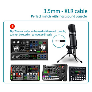 Hayner-Seek Podcast Studio Microphone Condenser Mic Podcast Equipment Bundle with 3.5mm Audio XLR Cable
