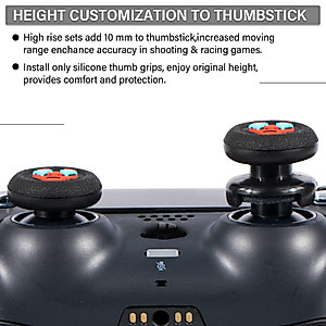 Playrealm FPS Thumbstick Extender & Texture Rubber Silicone Grip Cover 4 Sets for PS5 & PS4 Controller (Joker Green+Black)