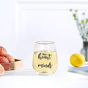 Modwnfy It Takes A Big Heart To Help Shape Little Minds Stemless Wine Glass, Teacher’s Day Gift Teacher Appreciation Week Gift Birthday Gift for Her Him Teacher Professor Teaching Assistant, 15 Oz