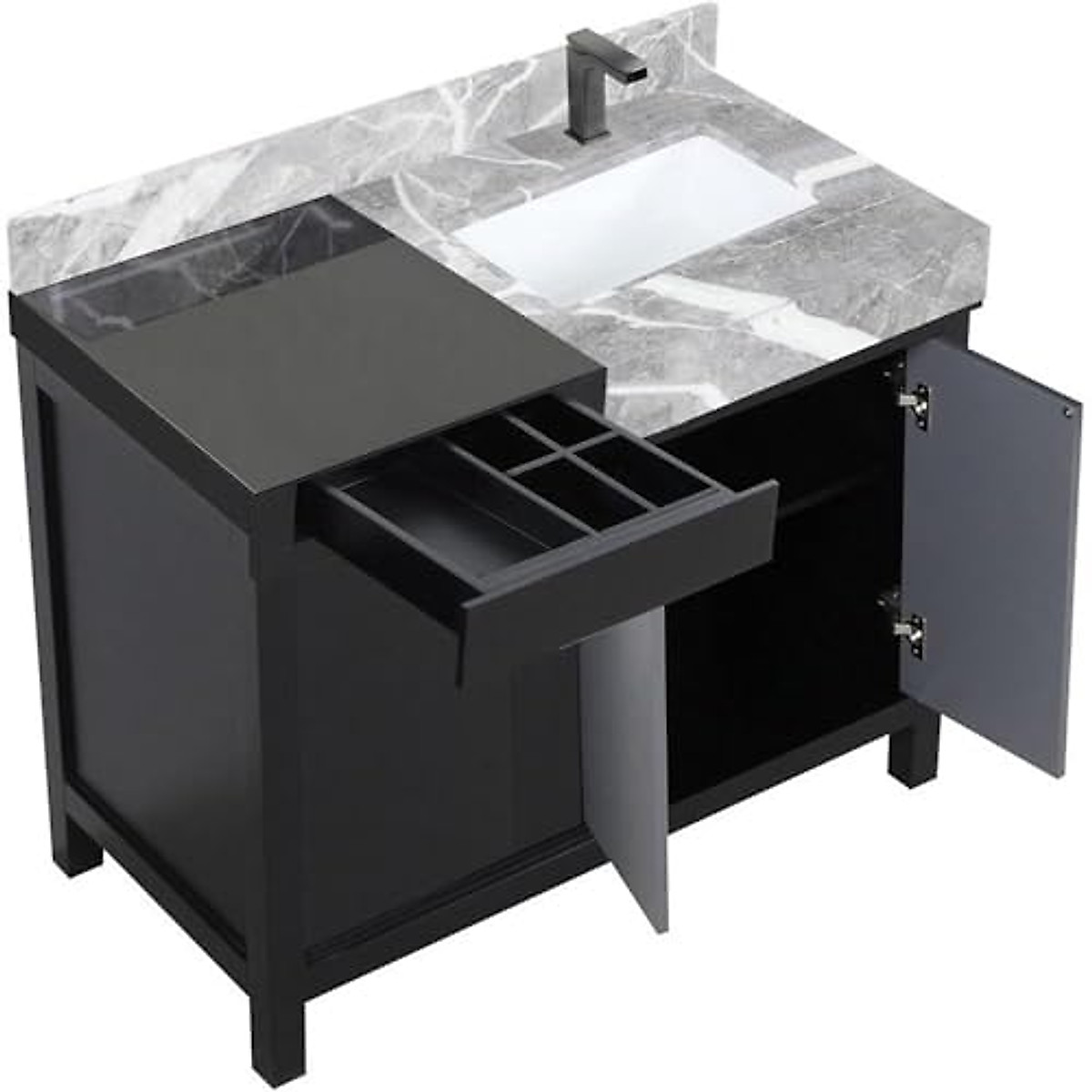 Lexora Home Zilara 42" Single Marble Top Bathroom Vanity with Gun Metal Faucet