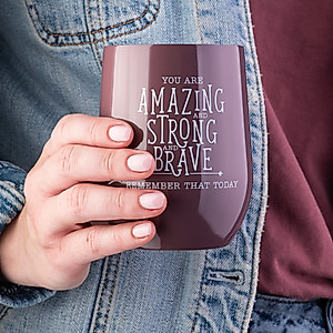 DIVERSEBEE Inspirational Thank You Gifts for Women, Mom, Sister, Wife, Girlfriend, Coworker, Best Friend, Encouragement Birthday Wine Gifts - Insulated Wine Tumbler Cup with Lid 12oz(Mauve)