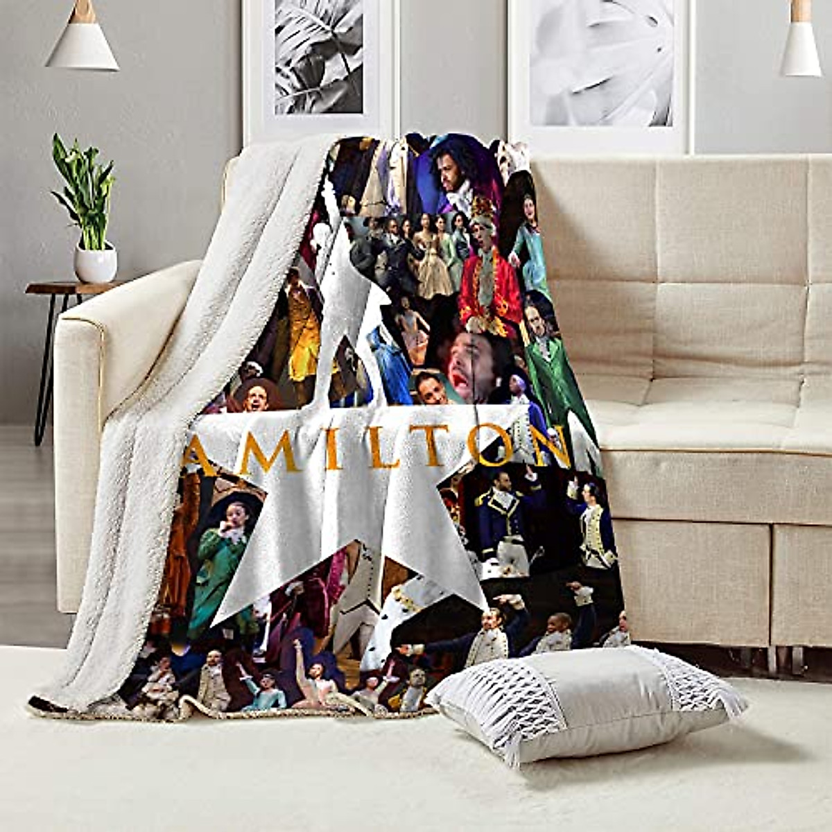 American Musical Flannel Blanket Ultra Soft Home Decor Air Conditioned Throw Bed Blanket for Camp Sofa Chair Couch 50"X40"