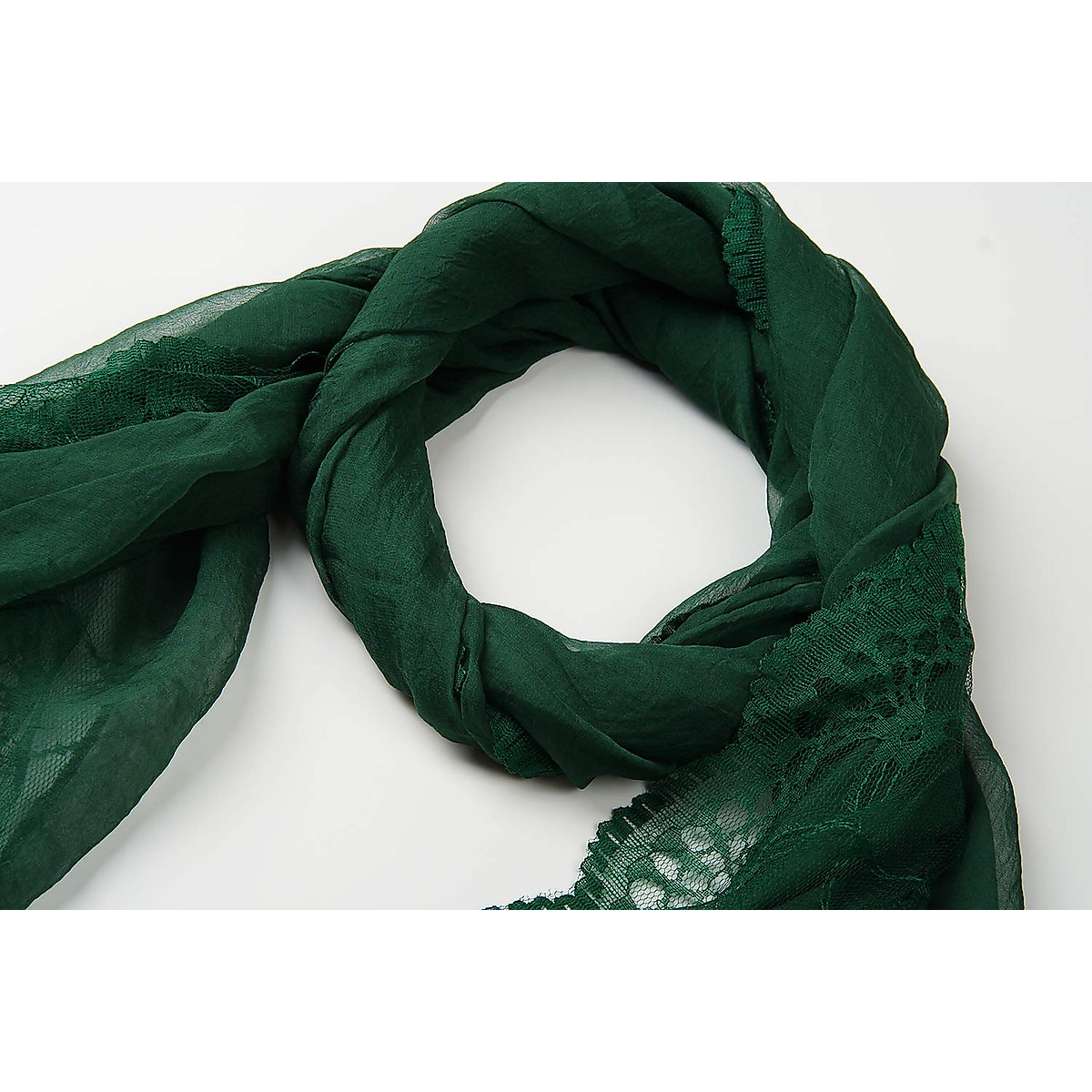 corciova Chiffon Extra Long Dark Emerald Green Sheer Head Silk Scarf Lightweight Evening Pashmina Shawl and Wrap for Women