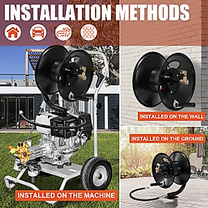 Tool Daily Pressure Washer Hose Reel, 100 FT Heavy Duty Steel Hose Reel for Power Washer