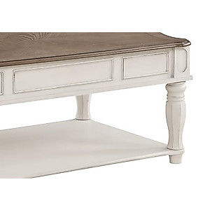 Acme Florian Wooden Coffee Table with Lift Top in Oak and Antique White