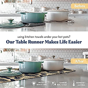 Chocolate Lemon: Trivet Table Runner - Heat Resistant 350F, Waterproof, Reversible for Hot Dishes, Plates & Pots (Botanical, 48 inch)