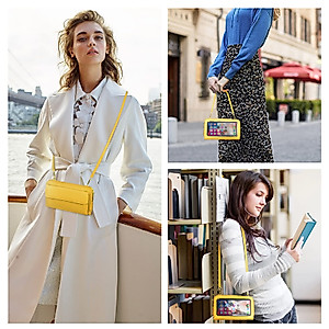 Crossbody Cell Phone Bags for Women, Touch Screen Bag RFID Blocking, CellPhone PU Leather Wallet Purse, Shoulder Handbag with Credit Card Slots,Yellow